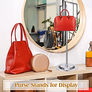 Therwen 6 Pcs Bag Display Stands Purse Display Stand Adjustable Height Handbag Holder for Home Boutique Store Counter Retail(Silver)