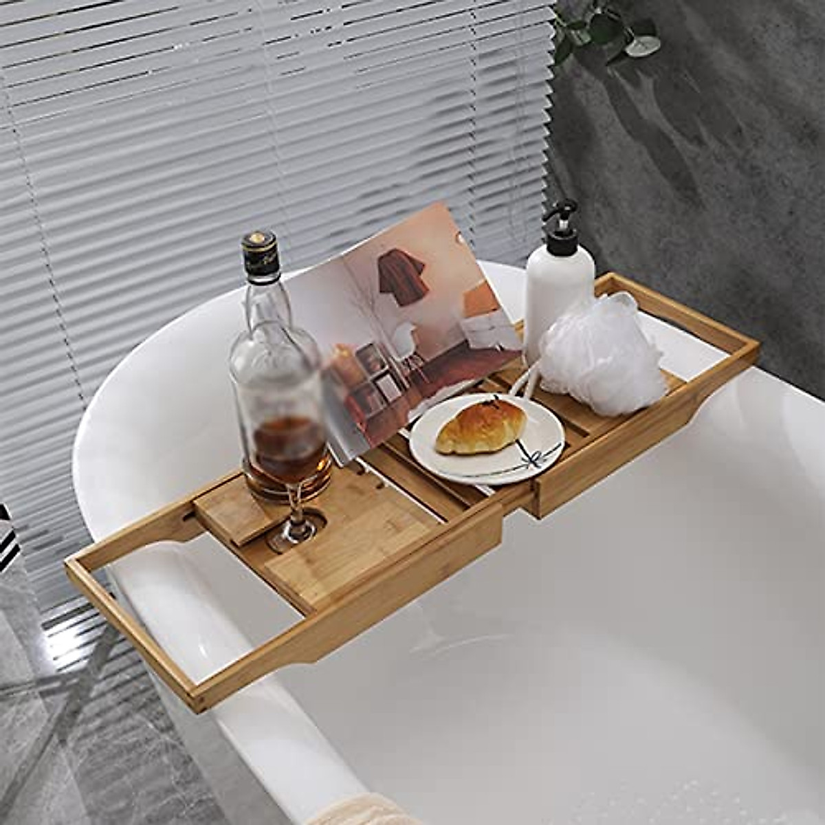 SDGH Extendable Bath Tray Bathtub Tray Spa Bath Tub Caddy Organizer Book Wine Tablet Holder Reading Rack Bathroom Accessories