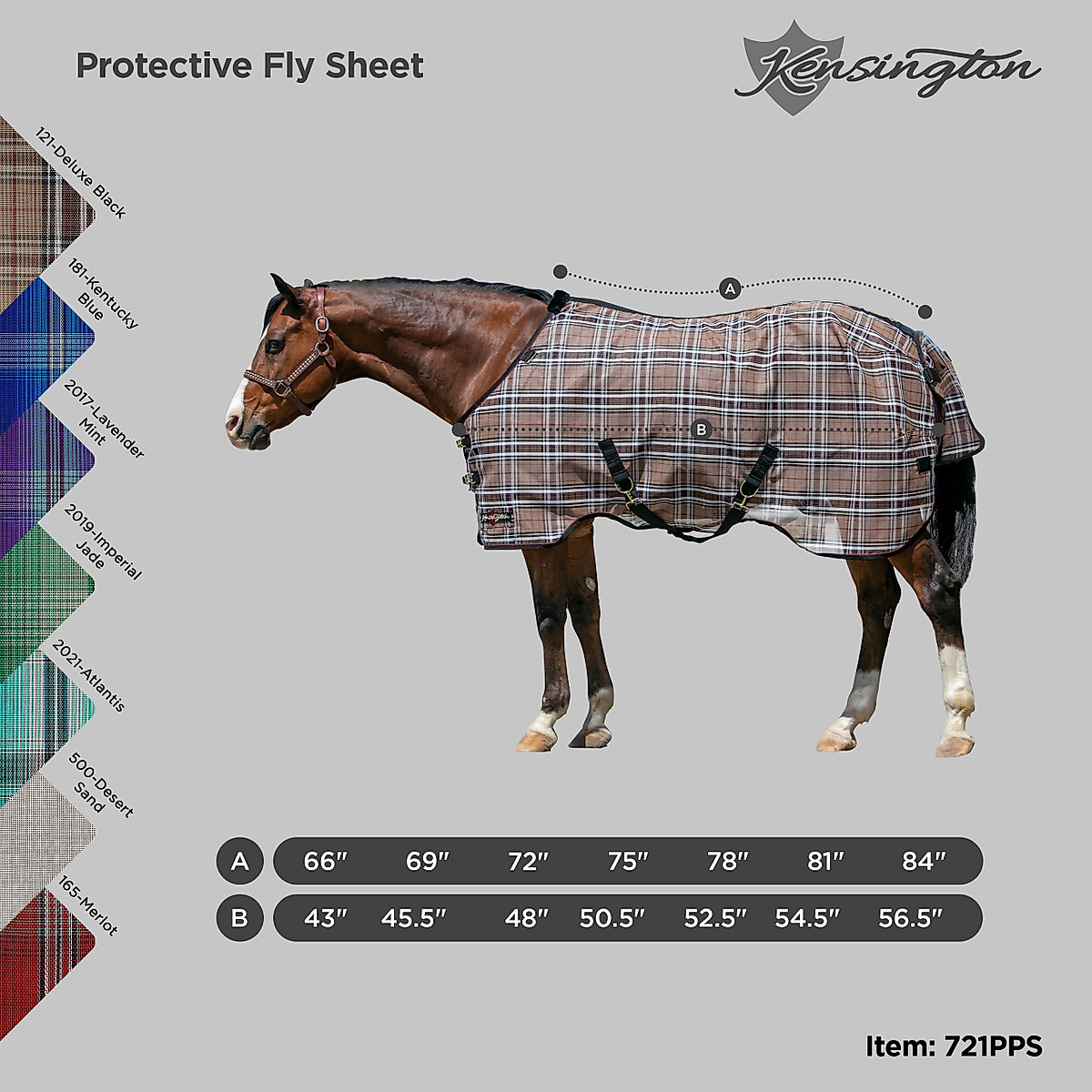 Kensington Breathable and UV Protective Sheet SureFit All Season Protection for Horse - 81", Lavender Mint