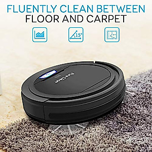 SereneLife Pure Clean Robot Vacuum Cleaner - Upgraded Lithium Battery 90 Min Run Time - Automatic Bot Self Detects Stairs Pet Hair Allergies Friendly Robotic Home Cleaning for Carpet Hardwood Floor