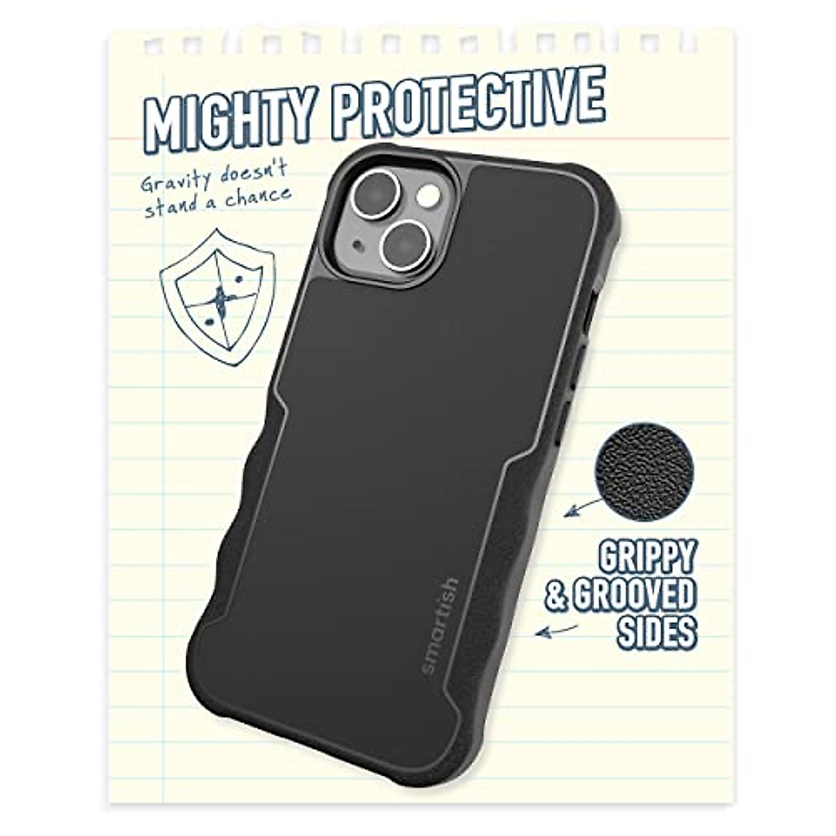 Smartish iPhone 13 Protective Case - Gripzilla Compatible with MagSafe [Rugged + Tough] Armored Slim Cover with Drop Protection - Black Tie Affair