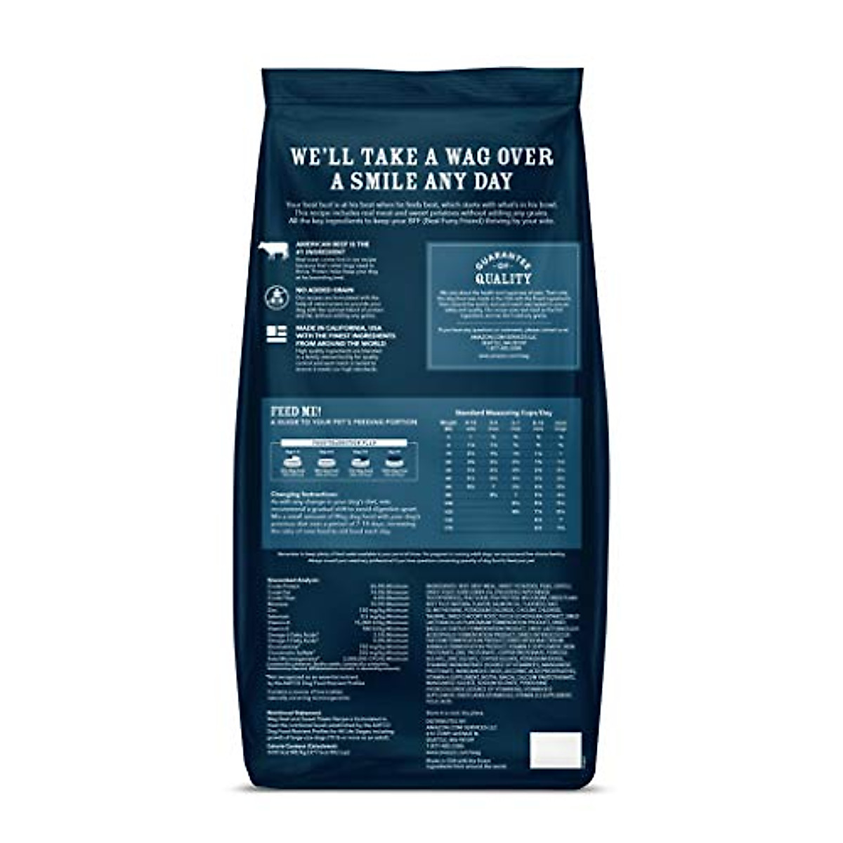 Amazon Brand - Wag Dry Dog Food Beef & Sweet Potato, Grain Free 24 lb Bag