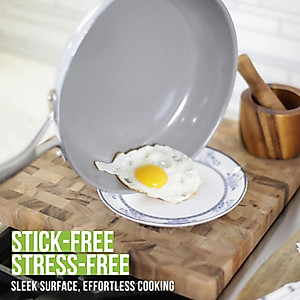 TECHEF - CeraTerra 8" & 12" Ceramic Nonstick Frying Pan Skillet, (PTFE, PFAS, and PFOA Free), Dishwasher Oven Safe, Stainless Steel Handle, Induction-Ready, Made in Korea (2-Piece Set)