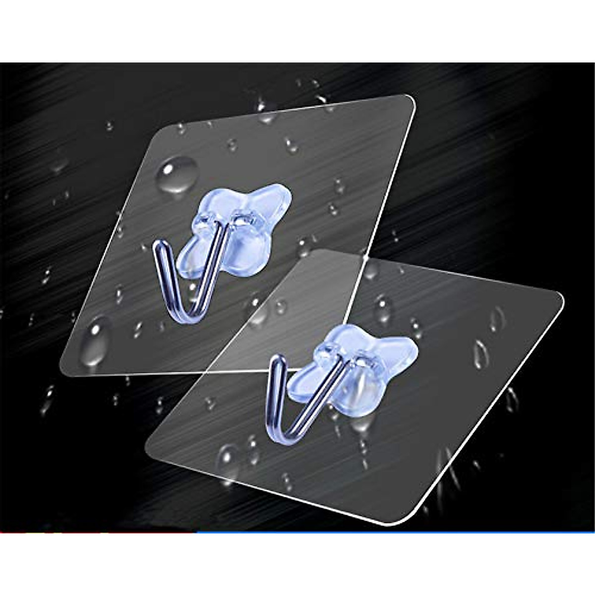 KK5 Seamless Adhesive Hooks 13.2lb(Max) Utility Stainless Steel Hook for Towel Bathrobe Coats,Bathroom Kitchen and Nail Free Transparent Heavy Duty Wall Hook & Ceiling Hanger