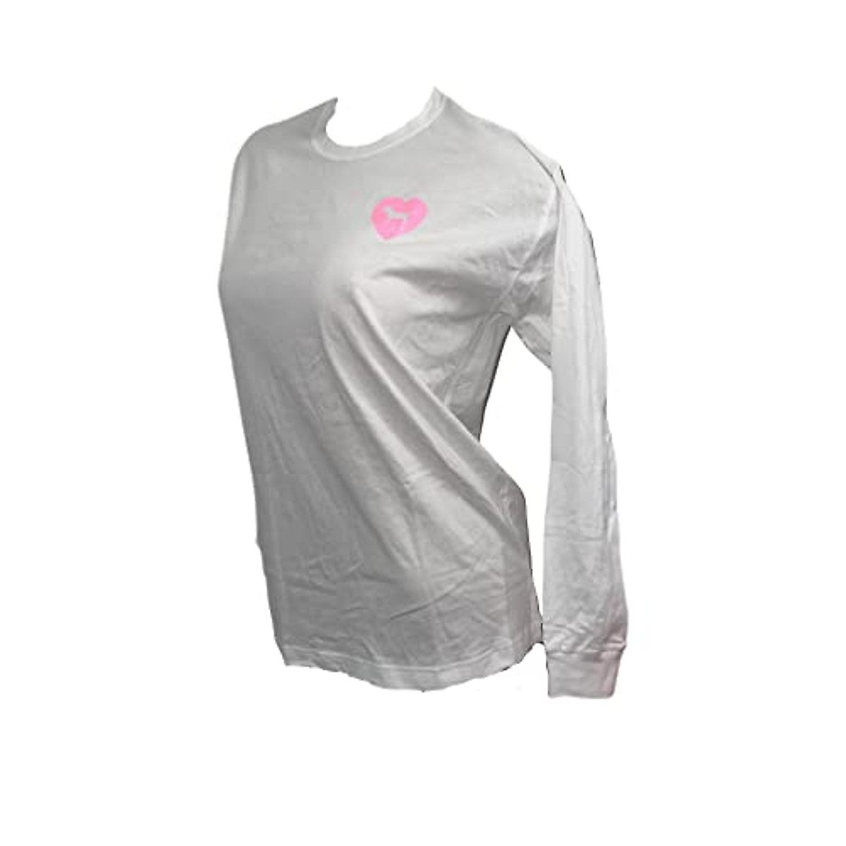Victoria's Secret Pink Cotton Long Sleeve Campus Oversize Glitter Tee/T-Shirt Size Medium Color White New