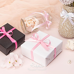 Ribbli Pink Satin Ribbon 3/8 Inch x 4 Rolls Total 40 Yards- White/Light Pink/Pink/Hot Pink Ribbon for Gift Wrapping Craft Wedding Decoration