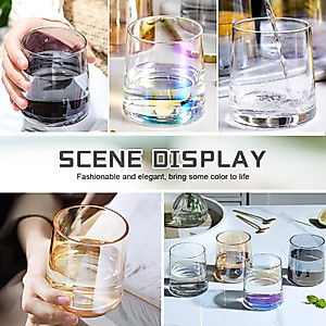 Sekonow Set of 4 Colored Whiskey Glasses, 8.8 Oz Old Fashioned Glass, Rocks Glasses Tumbler, Stemless Drinking Glassware for Men Women Bourbon Scotch Cocktail Tequila Liquor (Gray)