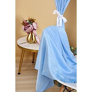 SHERWAY 9.6 Feet x 10 Feet Sky Blue Silky Soft Curtain Wedding Backdrop Drapes, Slightly Shiny Satiny Window Curtains for Party Ceremony Decoration