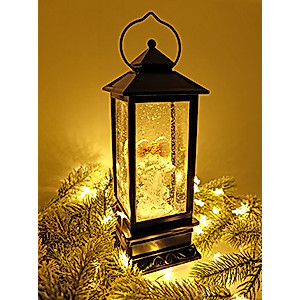Wondise Lighted Angel Christmas Snow Globes Musical Lantern with Timer, USB Powered & Battery Operated Swirling Glitter Water Lantern (4 x 4 x 12 inch)