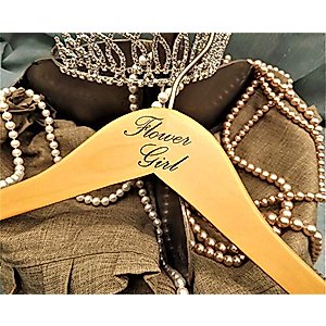 NAHANCO FG20014 Bridal Hanger, Natural Wood Hanger with Black Imprint (Flower Girl), 14” (1 Piece)