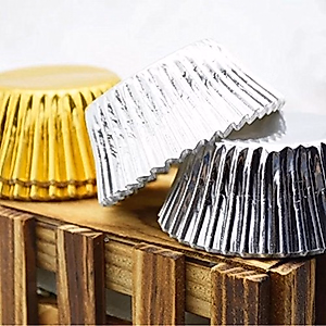 ROSENICE Cupcake Liners Aluminum Foil Cups Cake Muffin Molds for Baking (Silver) - 100 Pieces