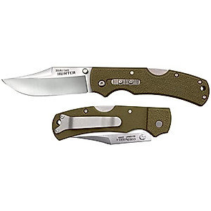 Cold Steel DOUBLE SAFE HUNTER (OD GREEN) / 8-3/8" OVERALL / 3.5" BLADE / 3MM THICK / 4-7/8" LONG GFN HANDLE / 8CR13MOV STAINLESS STEEL/AMBI BELT CLIP/BLISTER PACKED