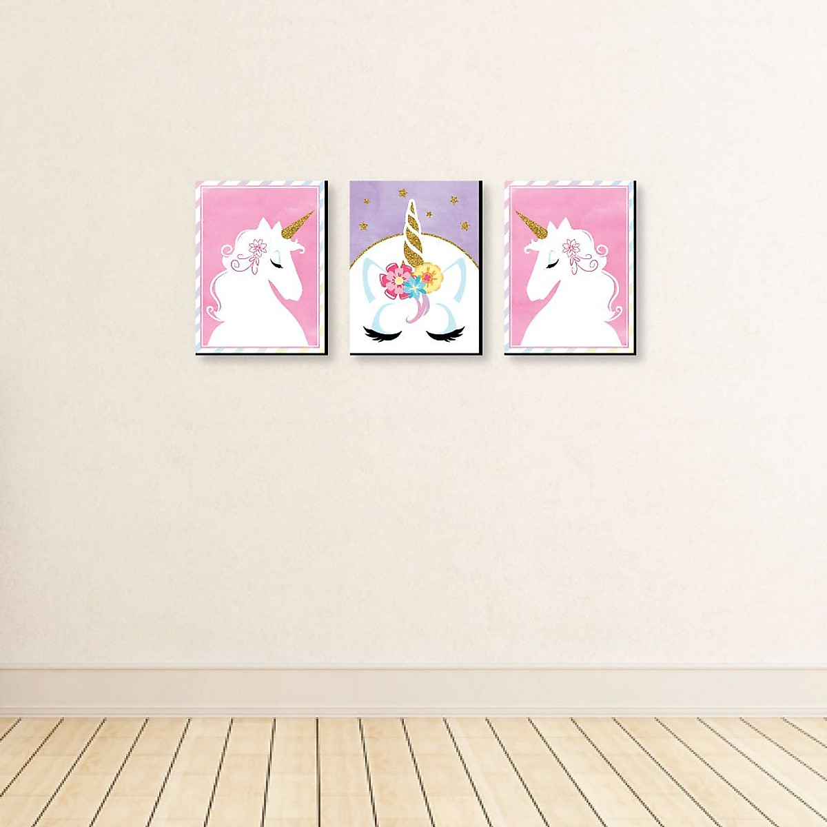 Big Dot of Happiness Rainbow Unicorn - Baby Girl Nursery Wall Art and Kids Room Decorations - Gift Ideas - 7.5 x 10 inches - Set of 3 Prints