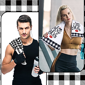 Oudain 4 Pcs Mr and Mrs Kitchen Towels Wedding Towels for Gifts Plaid Kitchen Towels Funny Farmhouse Dish Towers Funny Housewarming Mr Mrs Love Gifts for Women Home(24 x 16 Inch)