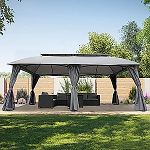 Grand Patio 13'x20' Gazebo for Patio Double Vent Canopy with Netting and Curtains for Deck Backyard Garden Lawns