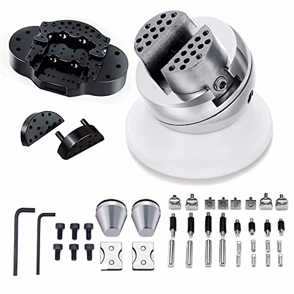 DZQ Micro Inlaid Mirror 7X-45X Multi-Directional Microscope Set Working Distance 3.7-11.8 inch Micro-Setting Microscope Spring Bracket with Ring Light and 3inch Ball Vise(360°Rotation)