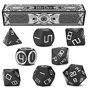 Wiz Dice Masterwork Series - Sharp-Edged Metal Dice Set for Tabletop RPG Adventure Games with a Dice Box - DND Dice Set, Suitable for Dungeons and Dragons and Dice Ga