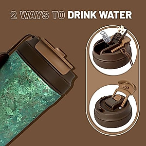 LILEEE Titanium Travel Tumbler Mug with Straw - 12oz Leakproof Insulated Coffee Cup for Hot & Cold Drinks, BPA Free, Durable & Lightweight, Great for Outdoor & Gift Use (Ice Green)