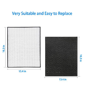 Bibolic AD3000 Replacement Filter Kit Fit for Series Air Purifier, Includes 1 True HEPA Filter, 2 Carbon Filters and 6 Extra Pre-Filters, Part ADF3001 ADF3002 + Pre-Filter
