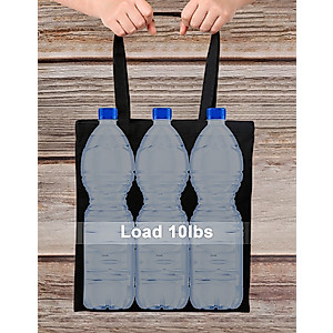 Canvas Tote Bags. (6-pack) Pack Lightweight blank Recycled canvas tote Reusable Cotton Polyester Grocery eco friendly, Suitable for DIY, Gift,Promotion, Activtiy,Washable, black