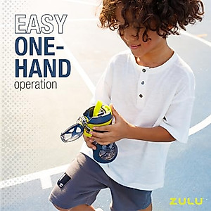 ZULU Torque 16oz Plastic Kids Water Bottle with Silicone Sleeve and Leak-Proof Locking Flip Lid, Soft Touch Carry Loop for School Backpack, Lunchbox, BPA-Free Dishwasher Safe, Mojo Blue