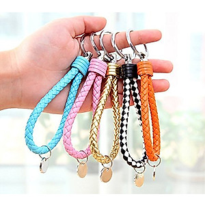 ocharzy Key Chains Handwoven Leather Keychain Simple Car Key Chain Accessories Keychain Gift for Men and Women (Pack of 1, Orange)