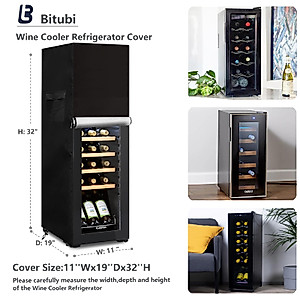 Bitubi Wine Cooler Refrigerator Cover,Outdoor Fridge Cover – Waterproof, Dustproof, Sun-Proof, 11" W x 19" D x 32" H. Suitable for most 12-14 Bottle Beer or Wine Mini Fridge (Black)