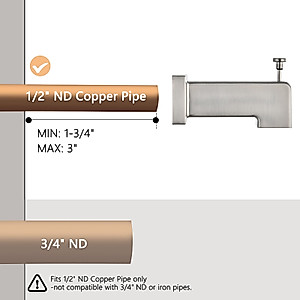 YASINU Slip On Diverter Tub Spout, Sleek Square Design for Bathroom, Fits 1/2" Copper Pipe (5/8" OD), Child-Safe Rounded Edges, Easy Installation, Brushed Nickel