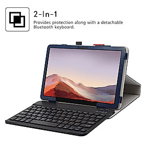 JRTAL Compatible with TCL Tab Pro 5G/TCL TABMAX 10.4 Keyboard Case, Premium Vegan PU Leather with Detachable Keyboard Stand Cover for 10.36" TCL Tab Pro 5G TCL-9198S/TCL TABMAX 10.4 9296Q,Blue