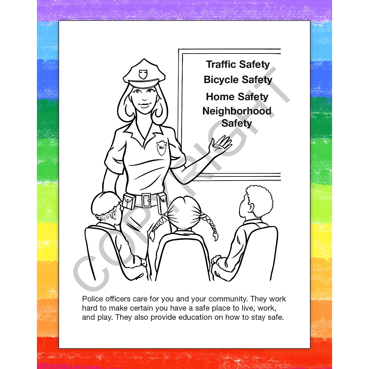 ZOCO - Police & Law Enforcement Educational Coloring Books (25 Bulk Pack, Without Crayons) - Bulk Giveaways for Kids