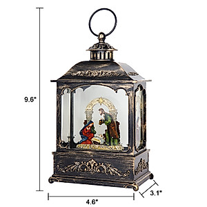 Wondise Christmas Muscal Snow Globe with Timer, USB Plug-in & Battery Operated Spinning Water Glitters Lighted Singing Snow Globe Lantern for Christmas Decorations