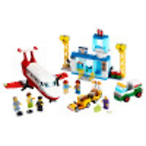 LEGO City Central Airport 60261 Building Toy, with Passenger Charter Plane, Airport Building, Fuel Tanker, Baggage Truck, Cargo and 6 Minifigures, Great Gift for Kids (286 Pieces)