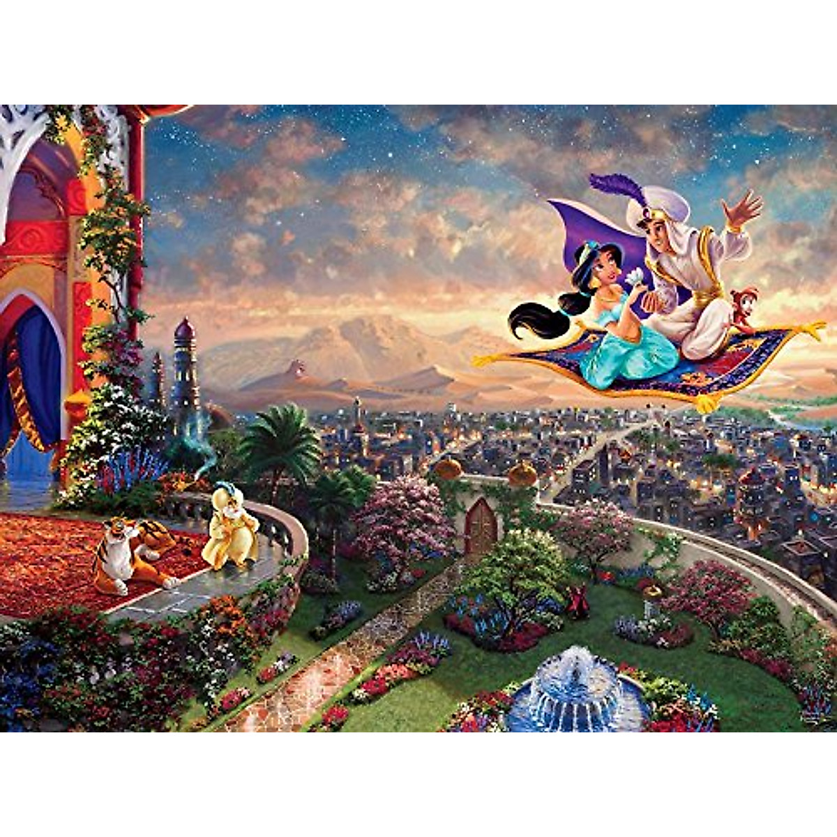 Ceaco - 4 in 1 Multipack - Thomas Kinkade - Disney Dreams Collection - Aladdin, Winnie the Pooh, Beauty & the Beast, & The Little Mermaid - (4) 500 Piece Jigsaw Puzzles