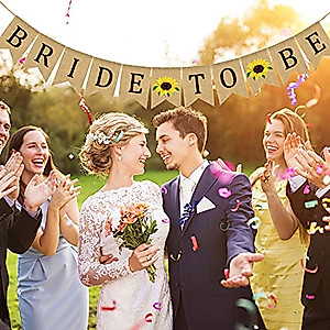 Doumeny Bride to Be Burlap Banner Rustic Sunflower Bunting Garland Bridal Shower Party Banner Jute Wedding Bunting Banner for Bachelorette Engagement Announcement Anniversary Party Photo Prop Decor