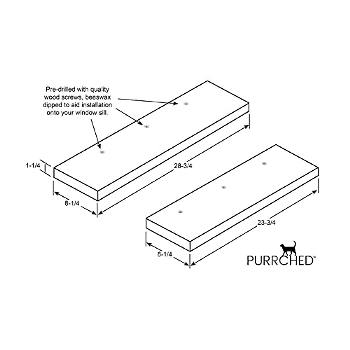 PURRCHED Cat Perch, Carpeted Cat Window Perch, Cat Bed, Cat Seat, Made in The USA, Sturdy, Safe and Easy to Install.