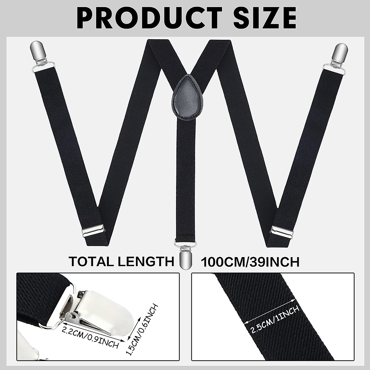 Seematn 12Pcs Halloween Suspenders for Men Adjustable Suspender Elastic Y Back Style Suspenders Belts for Men Boy Costume Accessories (Black)