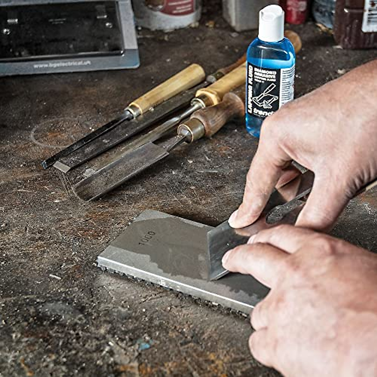 Trend Diamond Sharpening Stone Kit, 8 x 3 Inch Double Sided (300/1000 Grit) Bench Stone with Pouch, Cleaning Block & Non-Slip Mat, DWS/CP8/FC