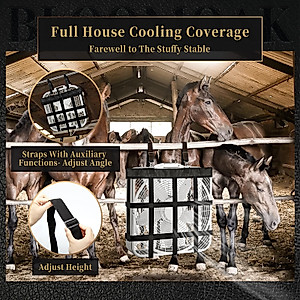 Bloomoak Adjustable Box-Fan-Holder for Horse Stall, Cool Whole House Coverage,Fits 20x20" Fans,Black,Large 27x27" (Black*2)