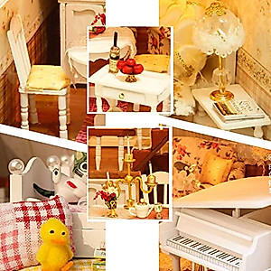 MAGQOO 3D Wooden Dollhouse Miniature DIY House Kit Tiny Mini House Kit DIY Dollhouse Miniature Kit Music Box and Glue Included(House of Fairy Tales)