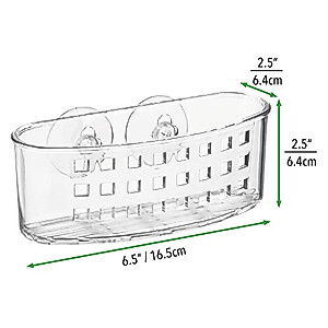 mDesign Plastic Suction Shower Caddy Storage Basket - Soap and Sponge Holder for Bathroom Organization of Body Wash, Loofahs, Razors, Small Shampoo and Conditioner Bottles, Bath Bombs - 3 Pack - Clear