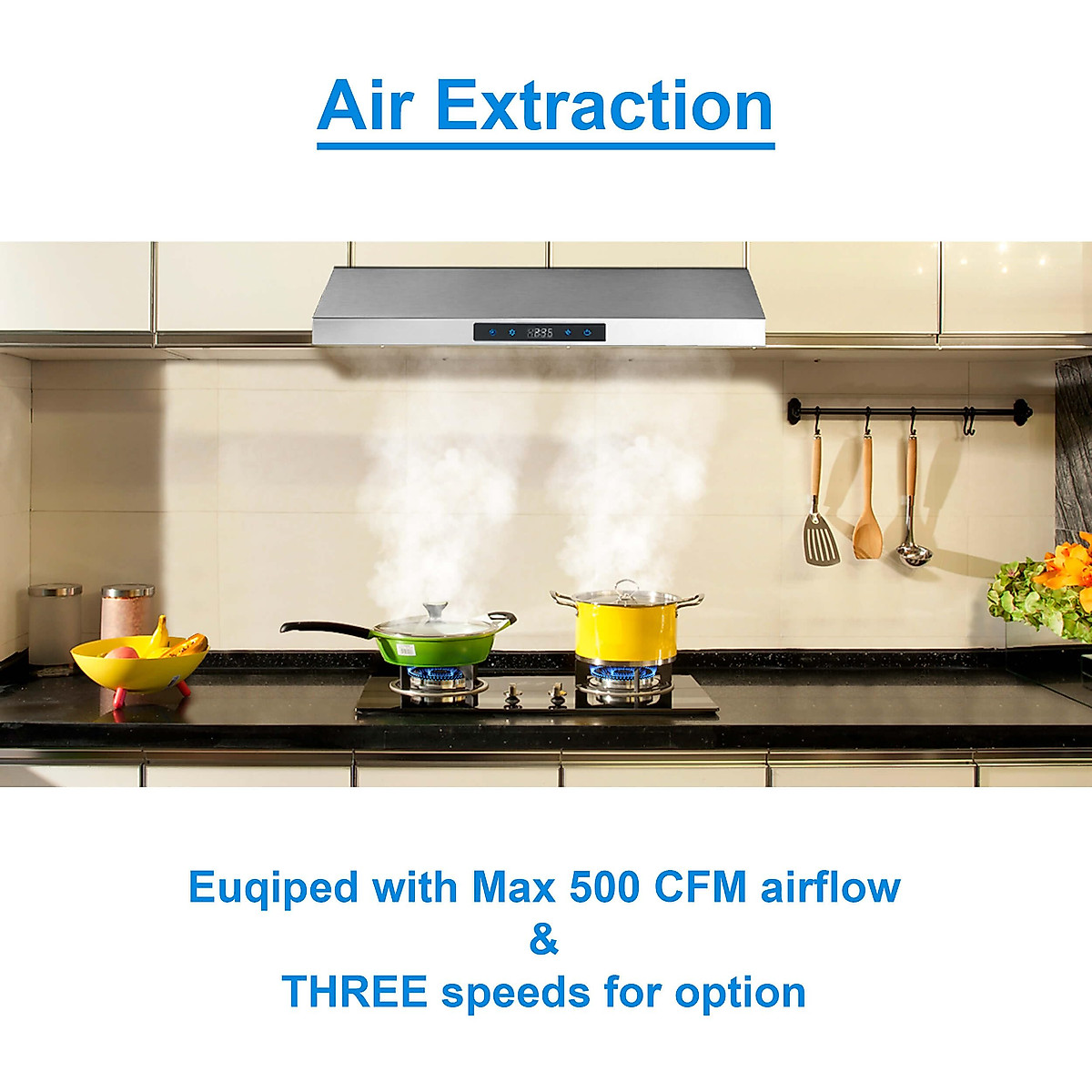 SNDOAS Range Hood 30 Inch Under Cabinet,Ductless Range Hoods with Touch Control,3-Venting Kitchen hood,Stainless Steel Vent Hood,Under Cabinet Range Hood 30 inch,Hood Vents for Kitchen 3 Speeds