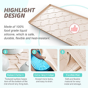 SIKADEER Under Sink Mat for Kitchen Waterproof, 37" x 22" Silicone Cabinet Liner Mat for Bathroom Under Sink Organizer with Raised Edge Protector for Drips Leaks Spills Tray
