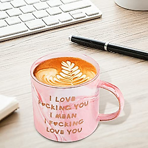 Lapogy Valentines Day gifts for Her Wife Girlfriend Gifts,Funny Gifts for Women/Christmas Gifts for Her/Birthday Gifts Mug,Presents Ideas for Women,I Love You Coffee Mug Pink Marble Coffee Cup 12 Oz