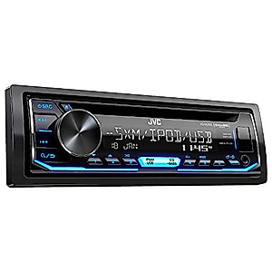 JVC KD-R690S Single DIN in-Dash CD/AM/FM Car Stereo Receiver Bundle Combo with Install Dash Kit + Handle Bar Control + Enrock Antenna for 98 2013 Harley Touring Flht Flhx Flhtc Motorcycle Bike