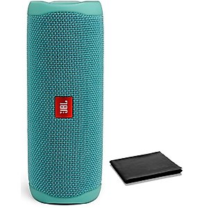 JBL Flip 5 Waterproof Portable Bluetooth Speaker for Travel, Outdoor and Home - Wireless Stereo-Pairing - includes Microfiber Cleaning Cloth - Teal
