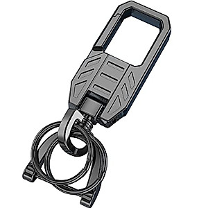 Mtverver Metal Keychain Car Fob Key Chain Holder Clip with Detachable Valet Key Ring & Anti-Lost D-Ring for Men and Women (Black-02)