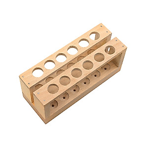 EISCO Wooden Test Tube Rack - Holds 12 x 15mm Diameter Tubes - 6" Wide, 2.7" Tall - Economy Unfinished Hardwood Construction Labs