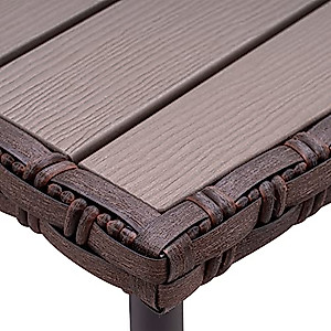 MCombo 4 Pieces Outdoor Patio Furniture Set, Brown Wicker Conversation Set, Outdoor Furniture Sofa Couch with Tempered Glass Table, for Lawn Balcony Gazebo, 9541