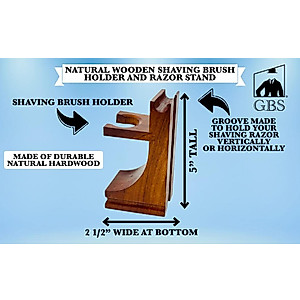 G.B.S Men's Wood Shaving Bowl and Shave Brush with Stand Set Christmas Gift for Men Stocking Stuffer Grooming Kit