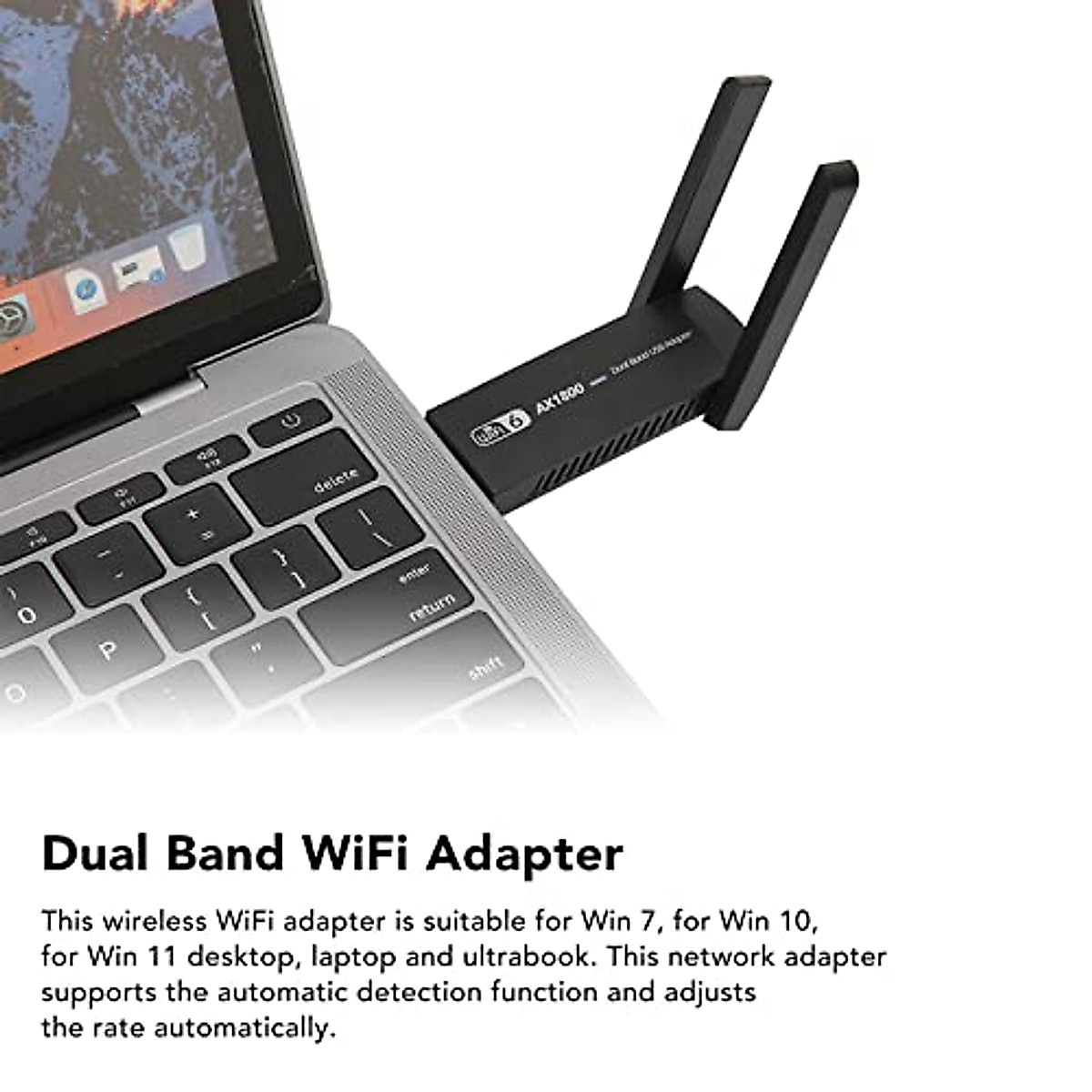 Asixxsix USB WiFi 6 Adapter, USB 3.0 WiFi Dongle Dual Band 5Ghz/2.4Ghz igh Gain Dual Antennas Wireless Network Adapter Plug and Play USB Network Card for PC Desktop Laptop Windows 7/10/11
